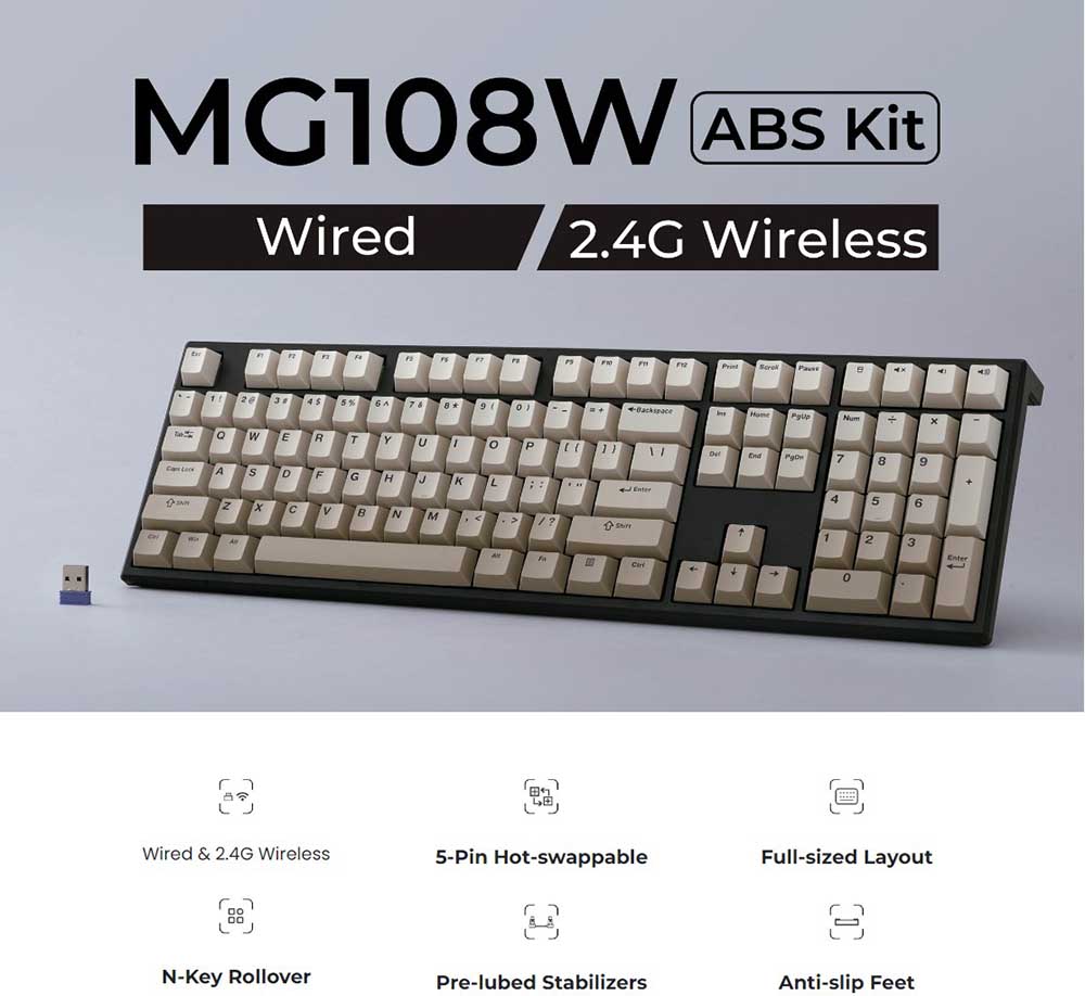 KIT bàn phím cơ MonsGeek MG108W Black (Dual Mode / Hotswap 5 pin ...