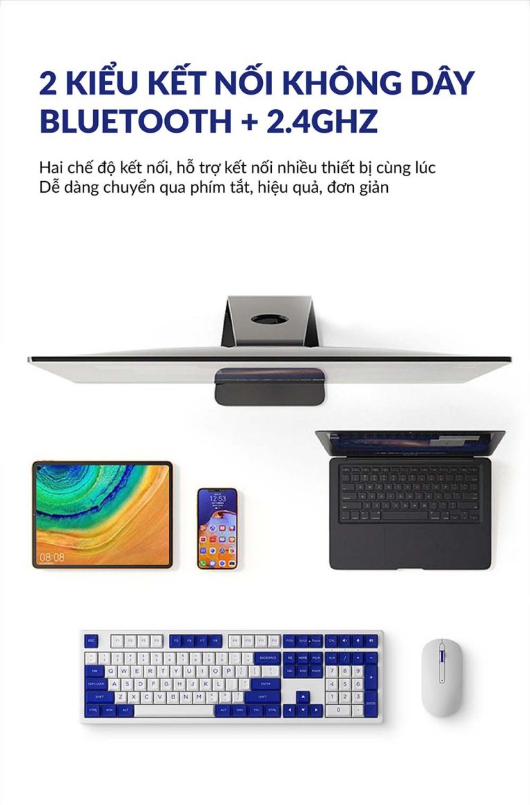 Phím chuột không dây AKKO MX108 (Bluetooth – 2.4Ghz – Black & Cyan / Blue on White) – AKKO.VN