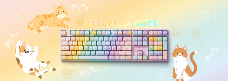 AKKO Keycap set – Colorful Cats MAO (PBT Dye-subbed / MAO profile / 142 ...