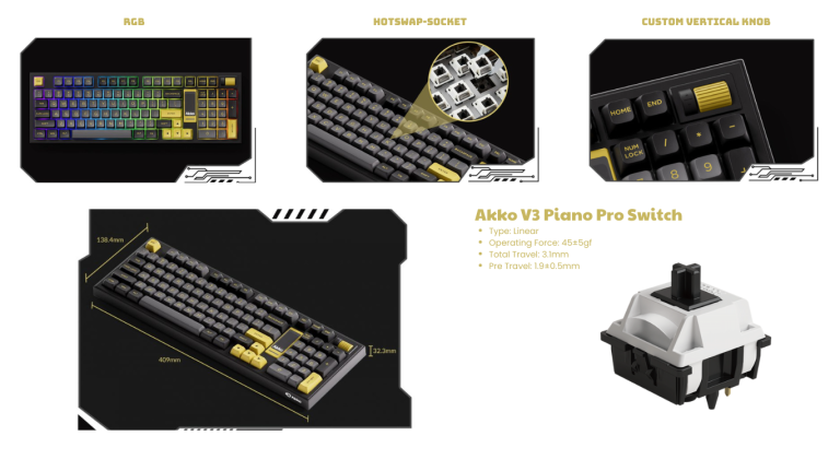 Bàn phím AKKO 5098B Black & Gold (RGB / Hotswap / Akko V3 Piano Pro ...