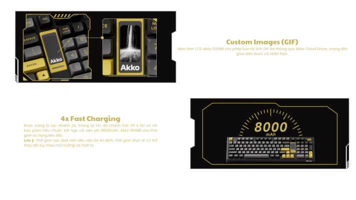 Bàn phím AKKO 5098B Black & Gold (RGB / Hotswap / Akko V3 Piano Pro ...