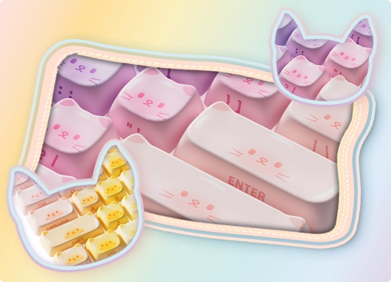 AKKO Keycap set – Colorful Cats MAO (PBT Dye-subbed / MAO profile / 142 ...